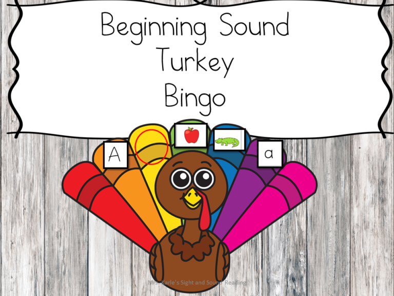 Beginning Sound Turkey Game or Pin the Beginning Sound on the Turkey ...